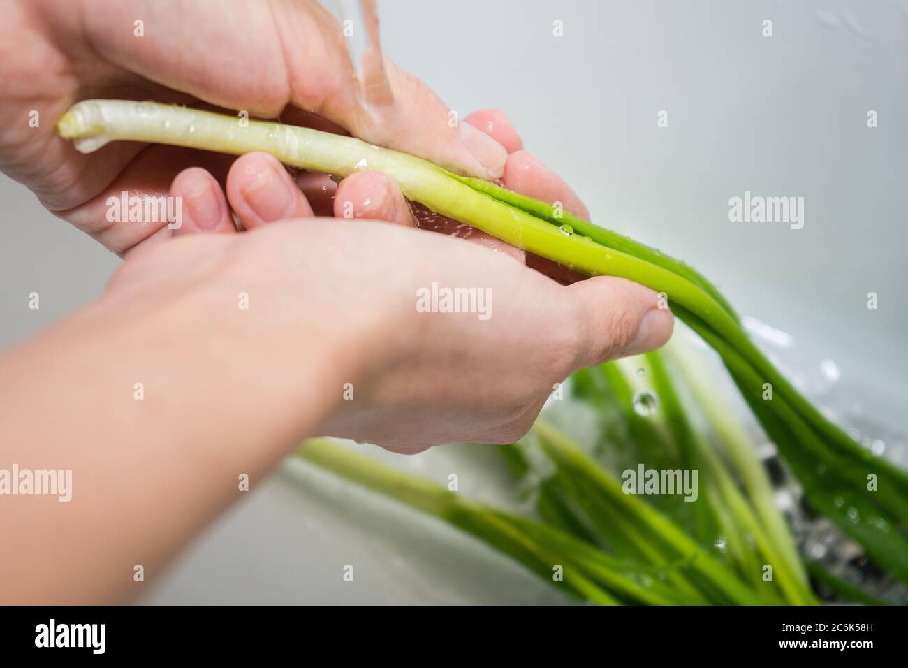 Hand washing fresh vegetables water hi-res stock photography and images ...