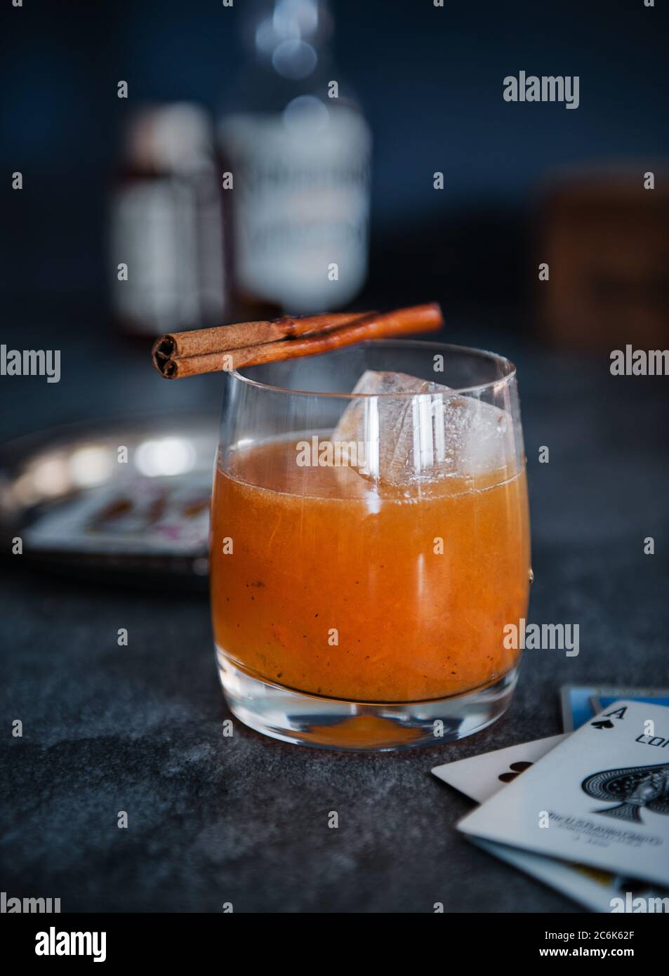 Old fashioned with cinnamon garnish Stock Photo - Alamy