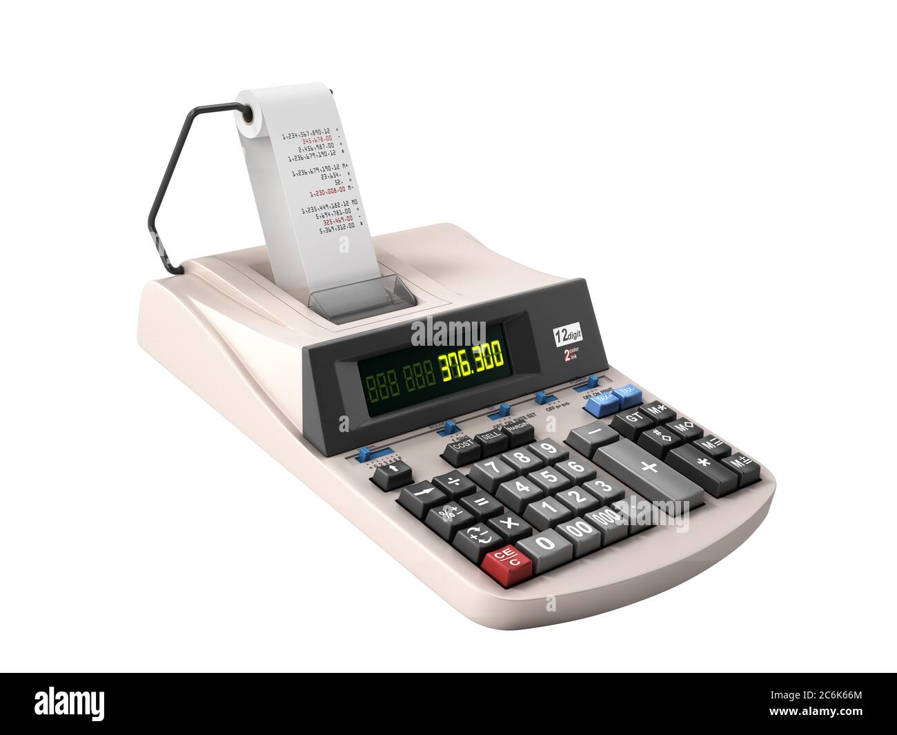 old electronic calculator front view 3d render on white no shadow Stock ...