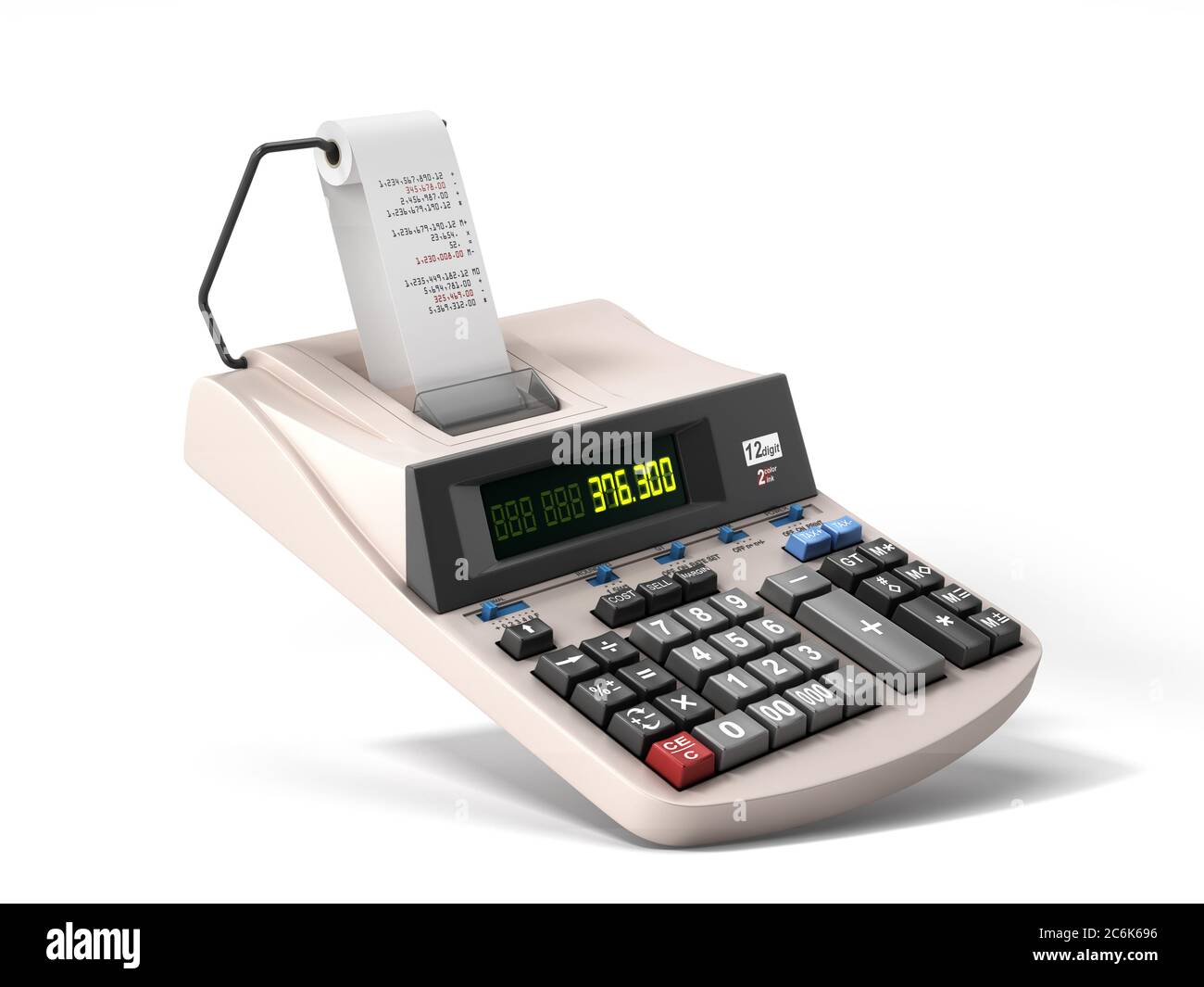 old electronic calculator front view 3d render on white Stock Photo - Alamy