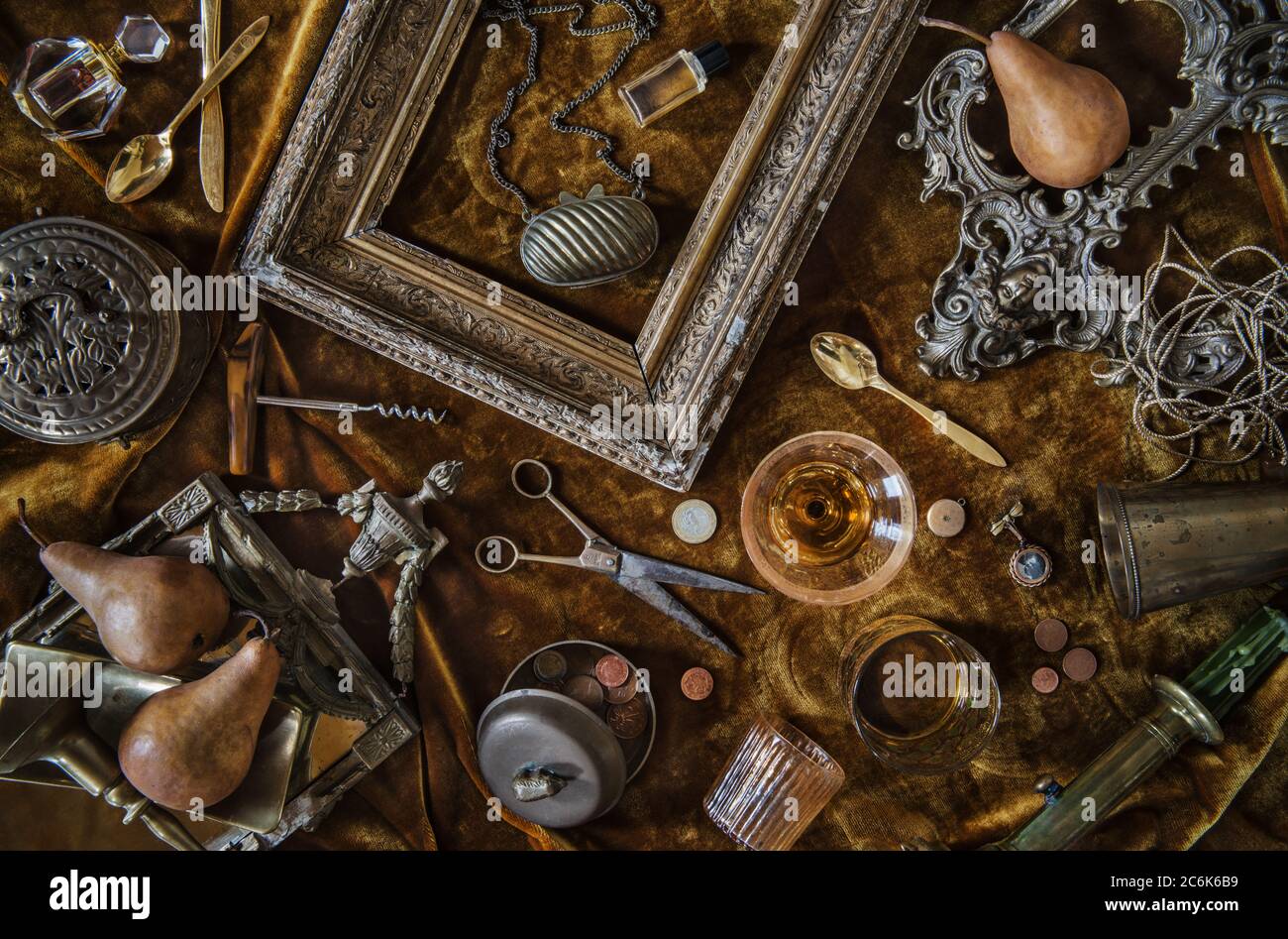 Antique gold still life Stock Photo - Alamy