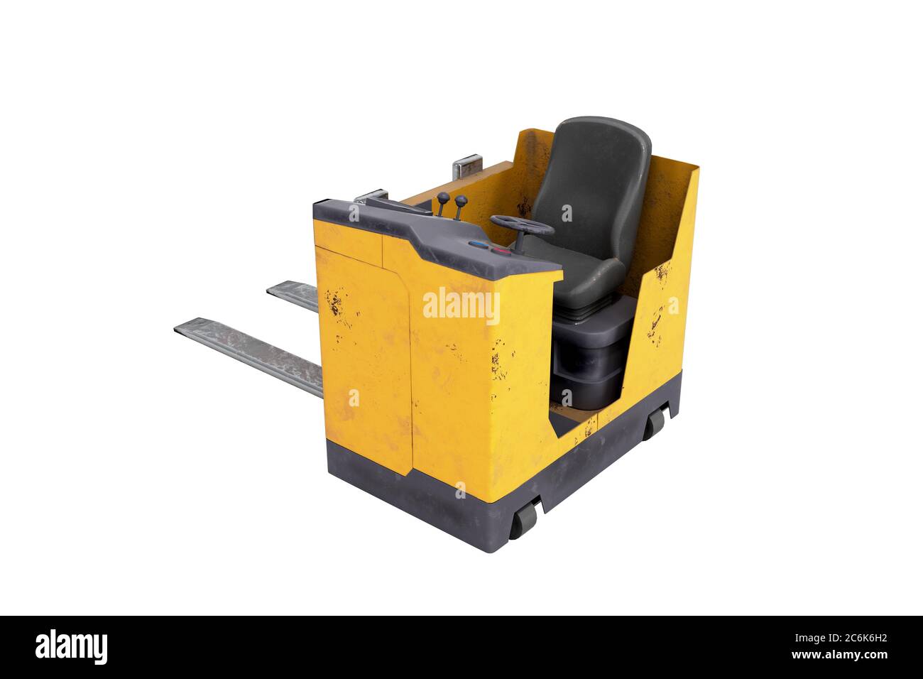 Forklift loader isolated 3D render on white no shadow Stock Photo - Alamy