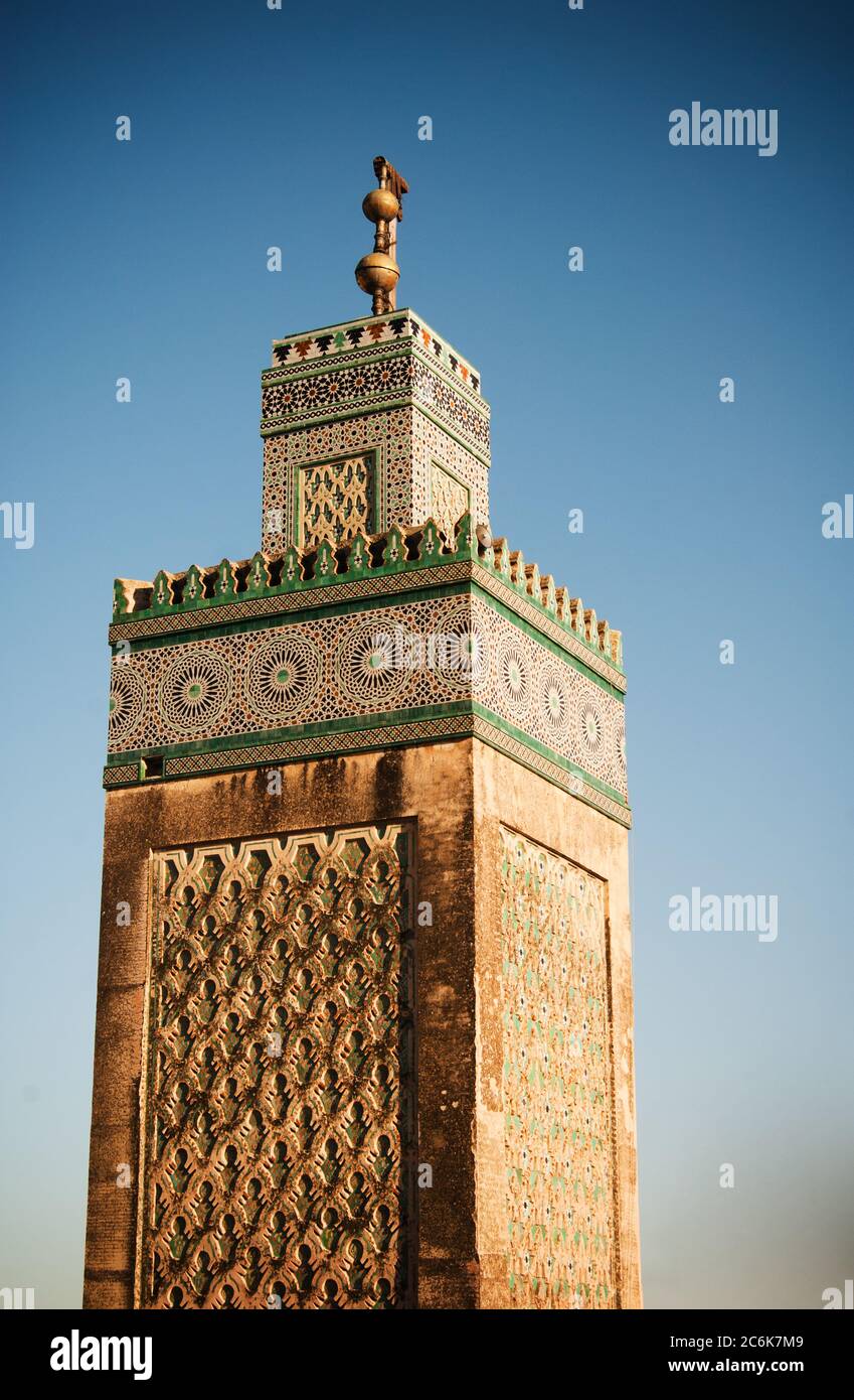 Old Mosque tower in Fes, Morocco Stock Photo - Alamy
