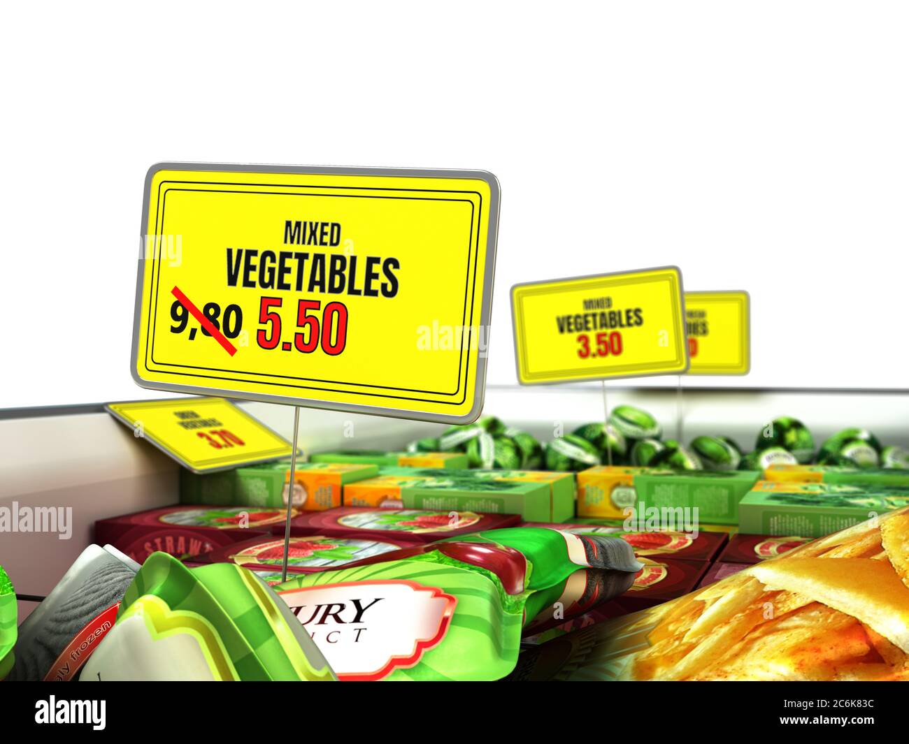concept of reduced food prices plate with discount price tag in the ...