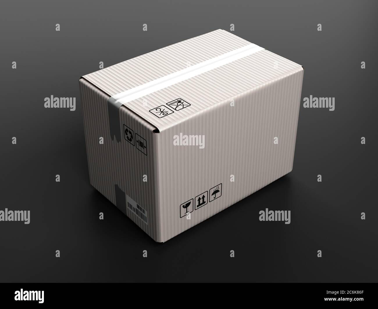 clear white cardboard delivery box 3d render on darck background Stock ...