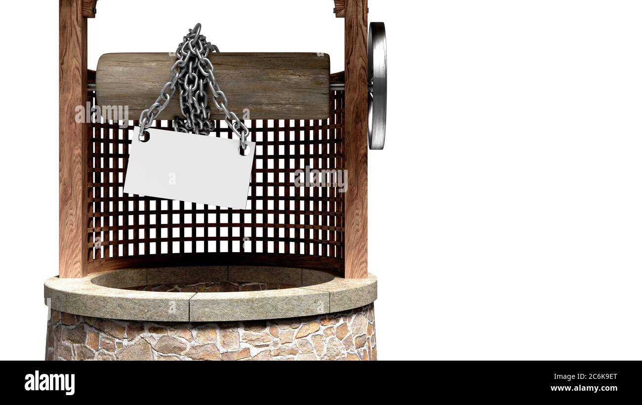 mining concept plate attached to the well chain 3d render close up on ...