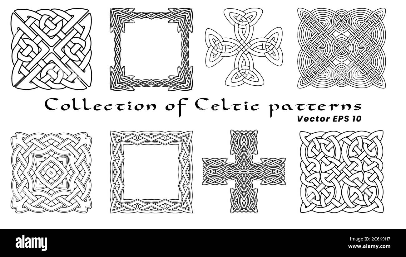 Collection of Celtic patterns on a white background. Isolated. A set of ...