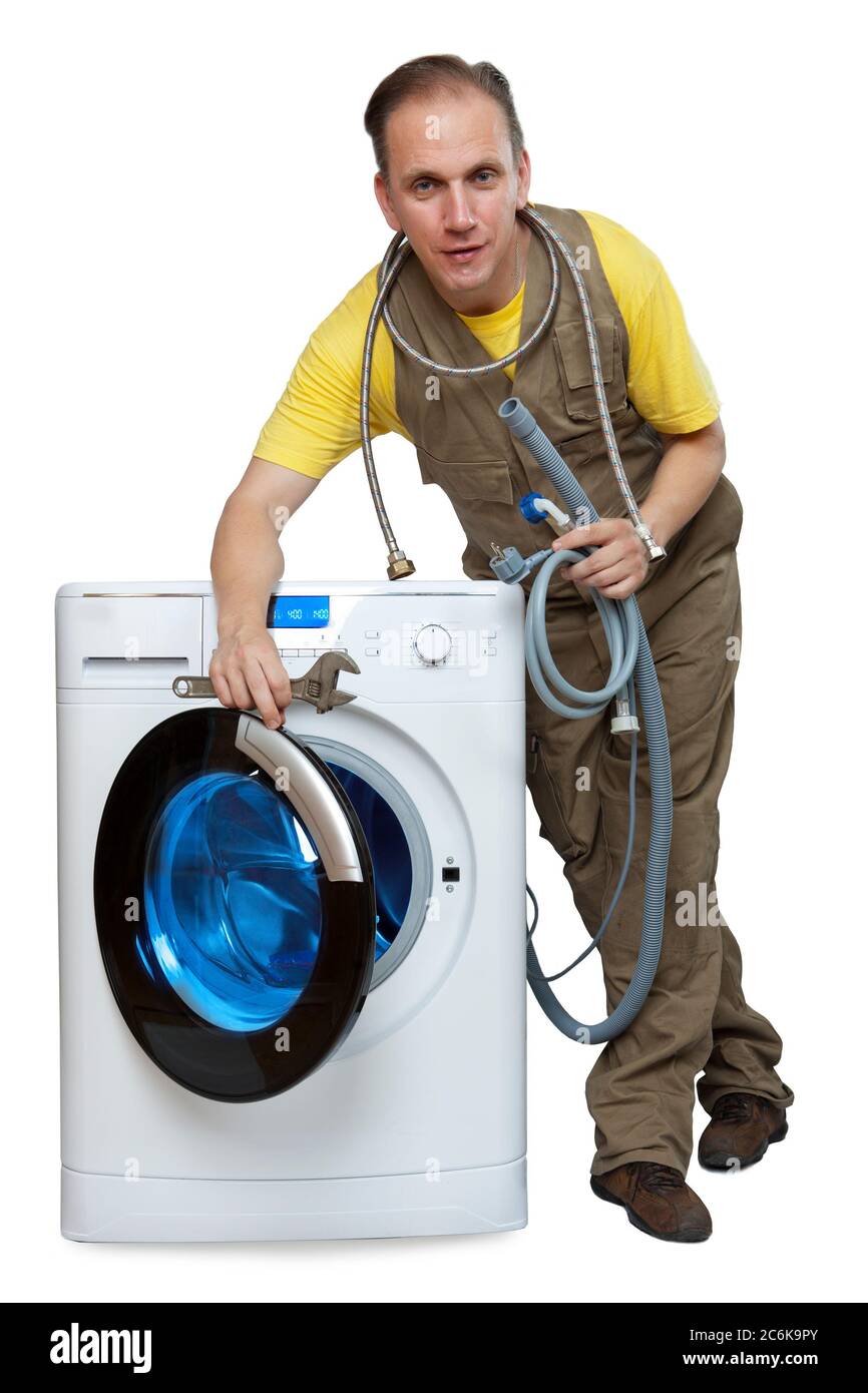 Washing machine near white Cut Out Stock Images & Pictures - Alamy