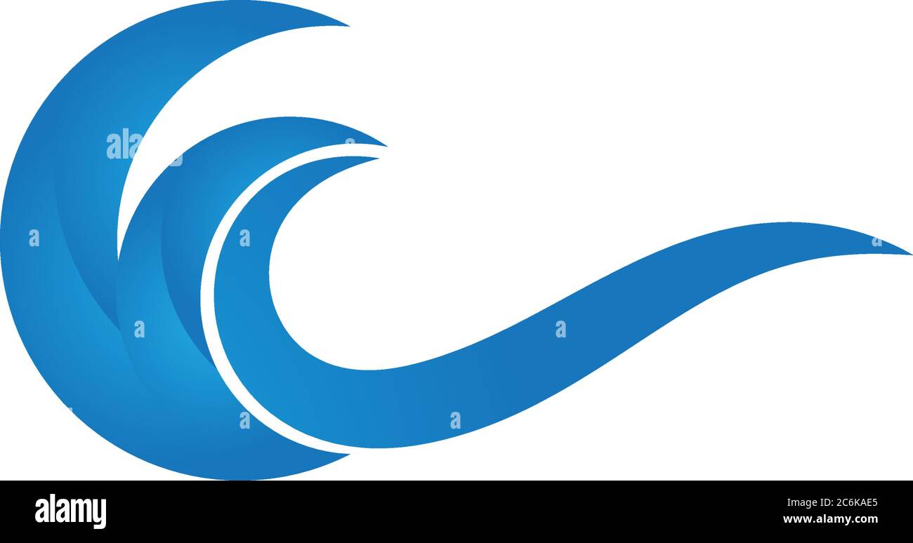 Water Wave Icon Logo Template Vector Logo with yellow sun and blue sea ...