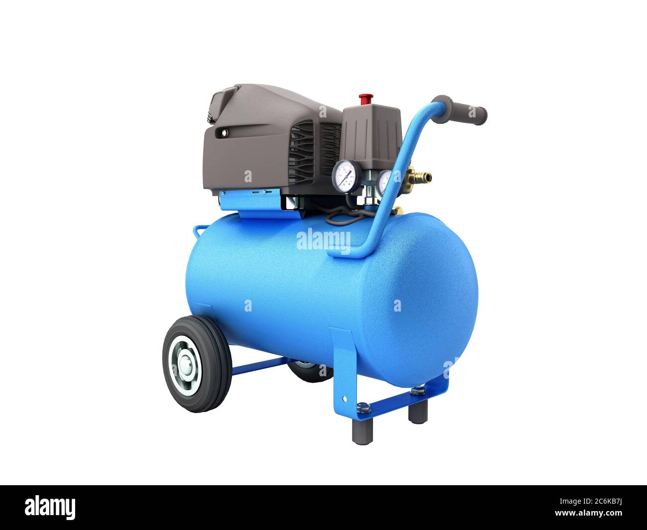 modern Blue Air Compressor 3d render on white background no shadow ...