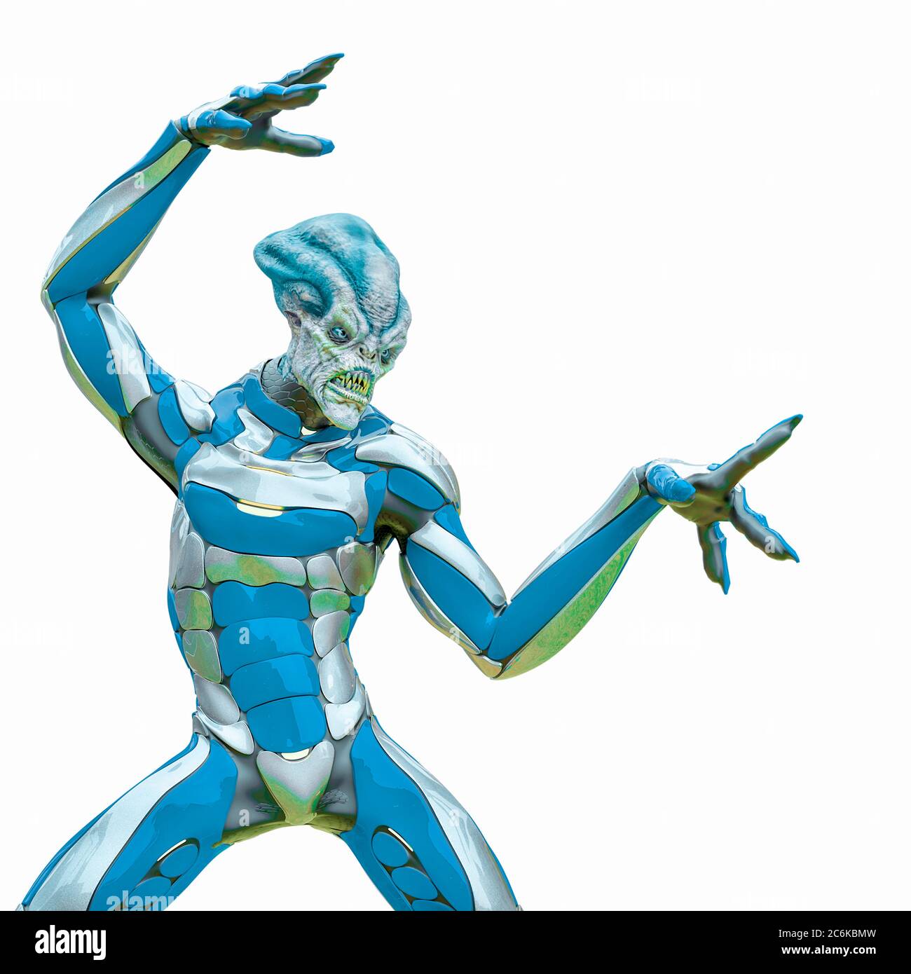 alien warrior doing a kung fu pose, 3d illustration Stock Photo - Alamy