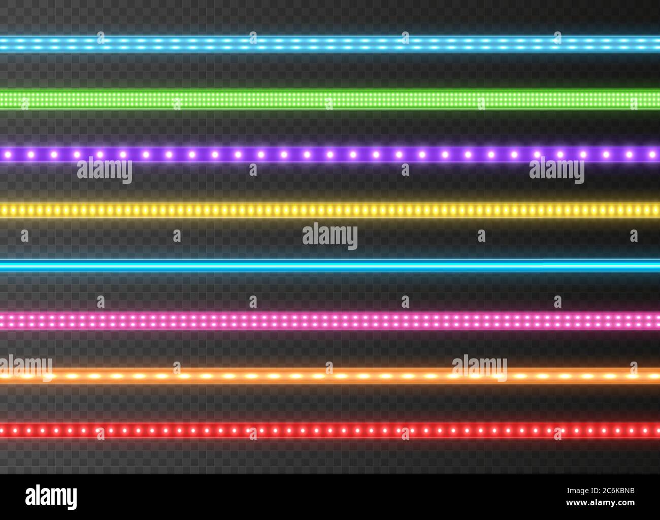 Colorful LED strips collection, bright luminous ribbons isolated on a ...