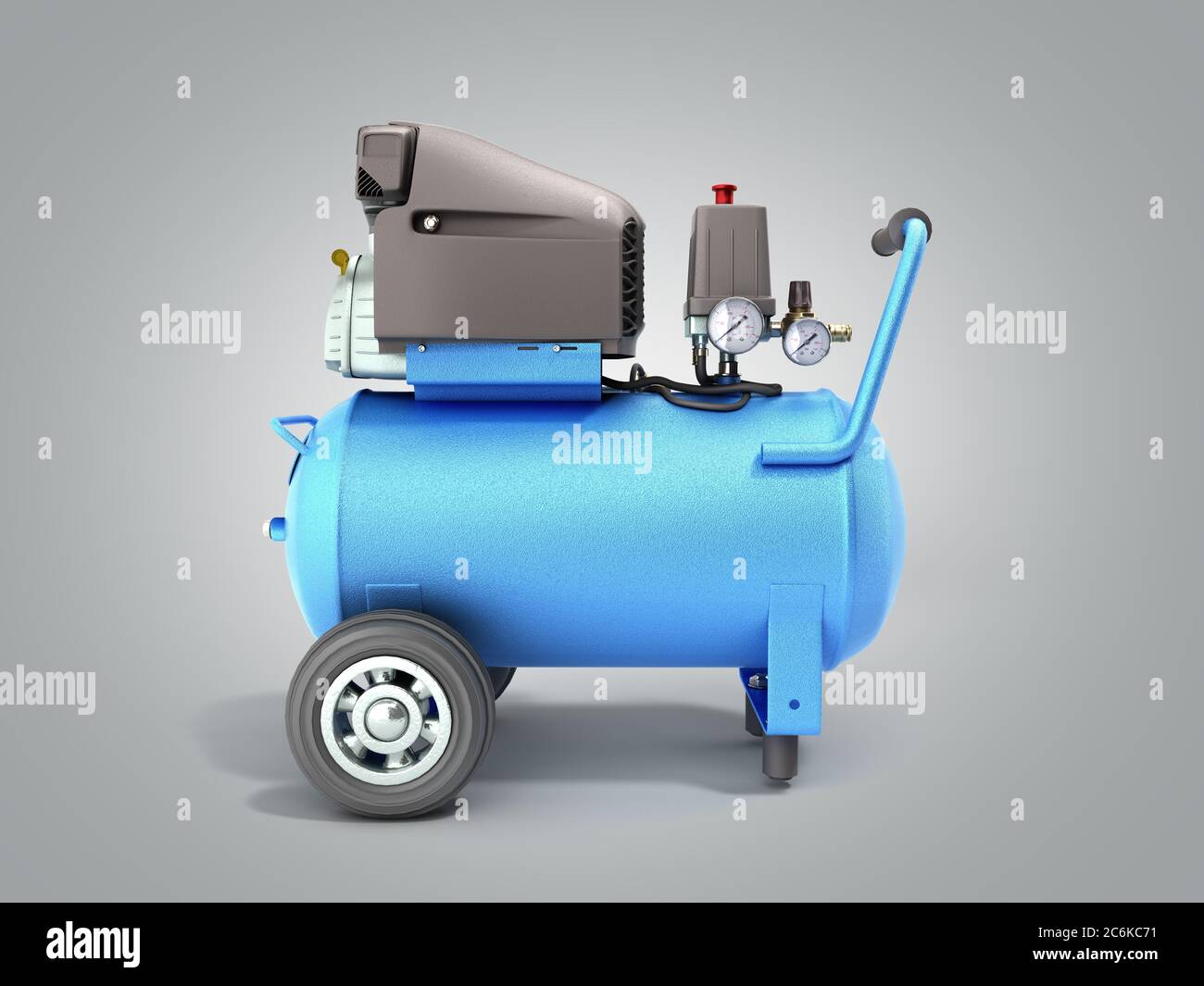 modern Blue Air Compressor 3d render on grey gradient background Stock ...