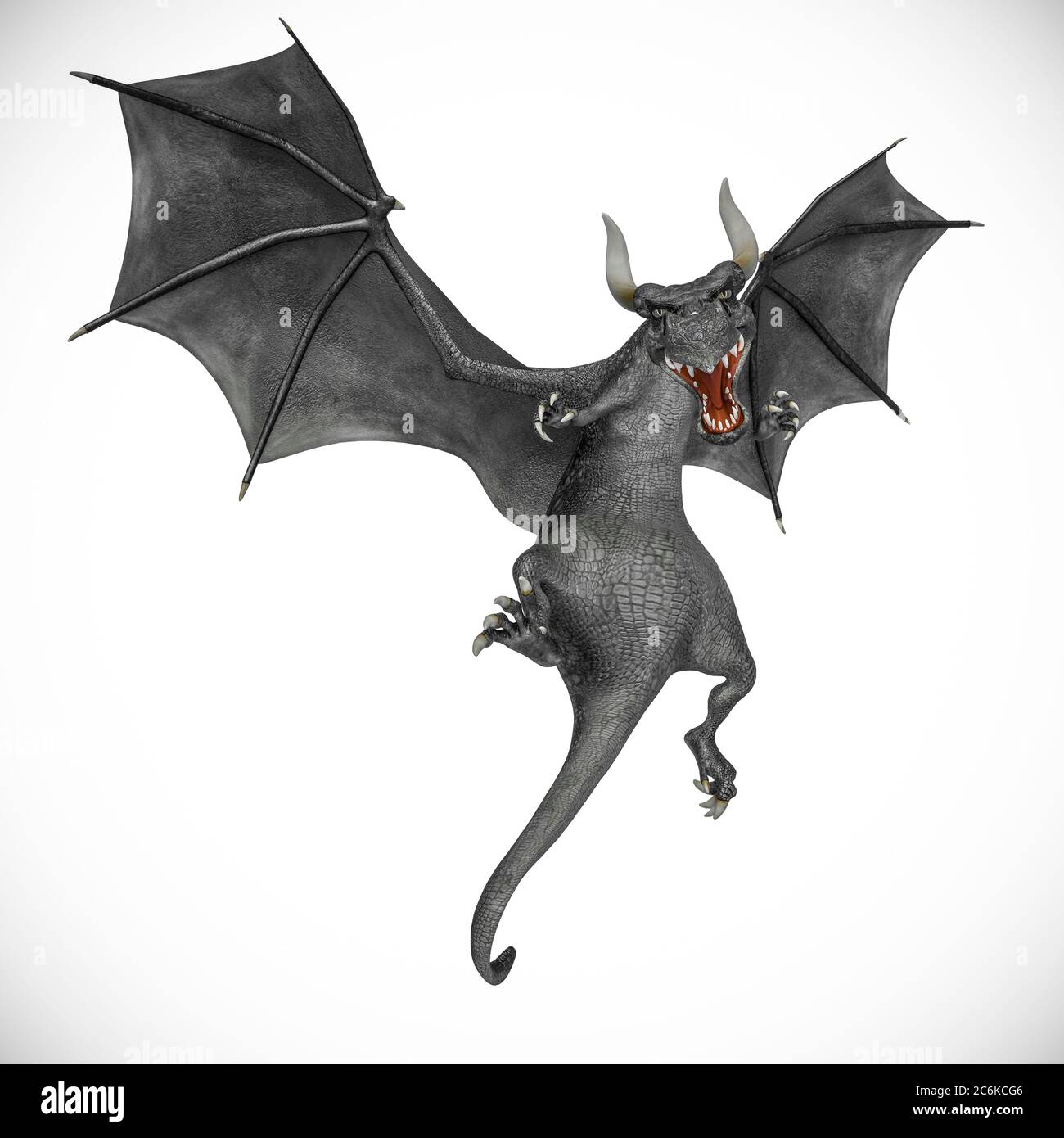 dragon cartoon ready to attack. This green monster in clipping path is ...