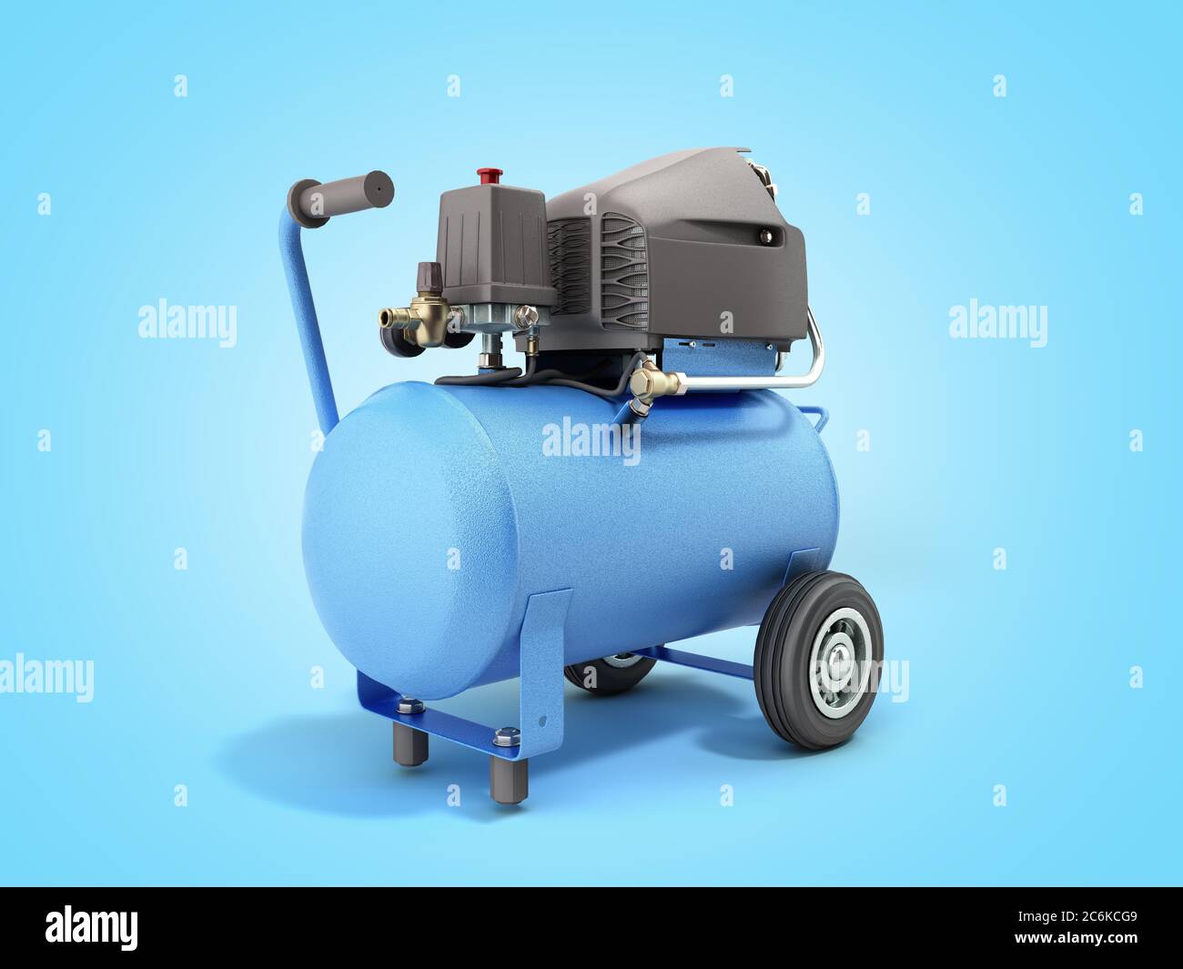 modern Blue Air Compressor 3d render on blue gradient background Stock ...