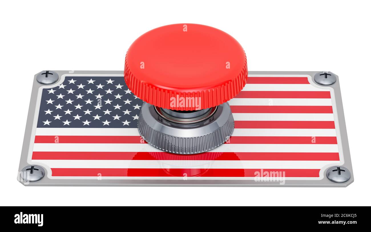 Push button with the United States flag, 3D rendering isolated on white ...