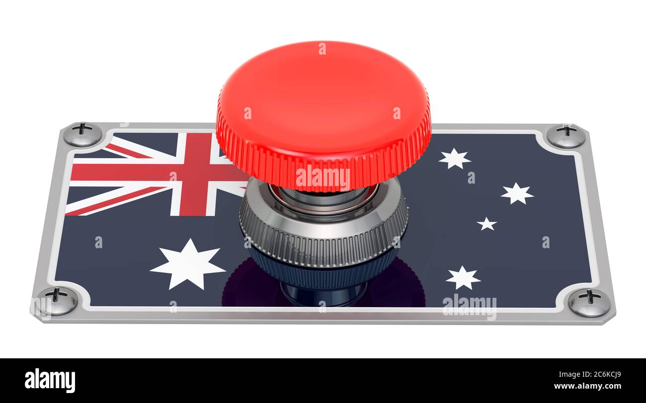 Push button with Australian flag, 3D rendering isolated on white ...