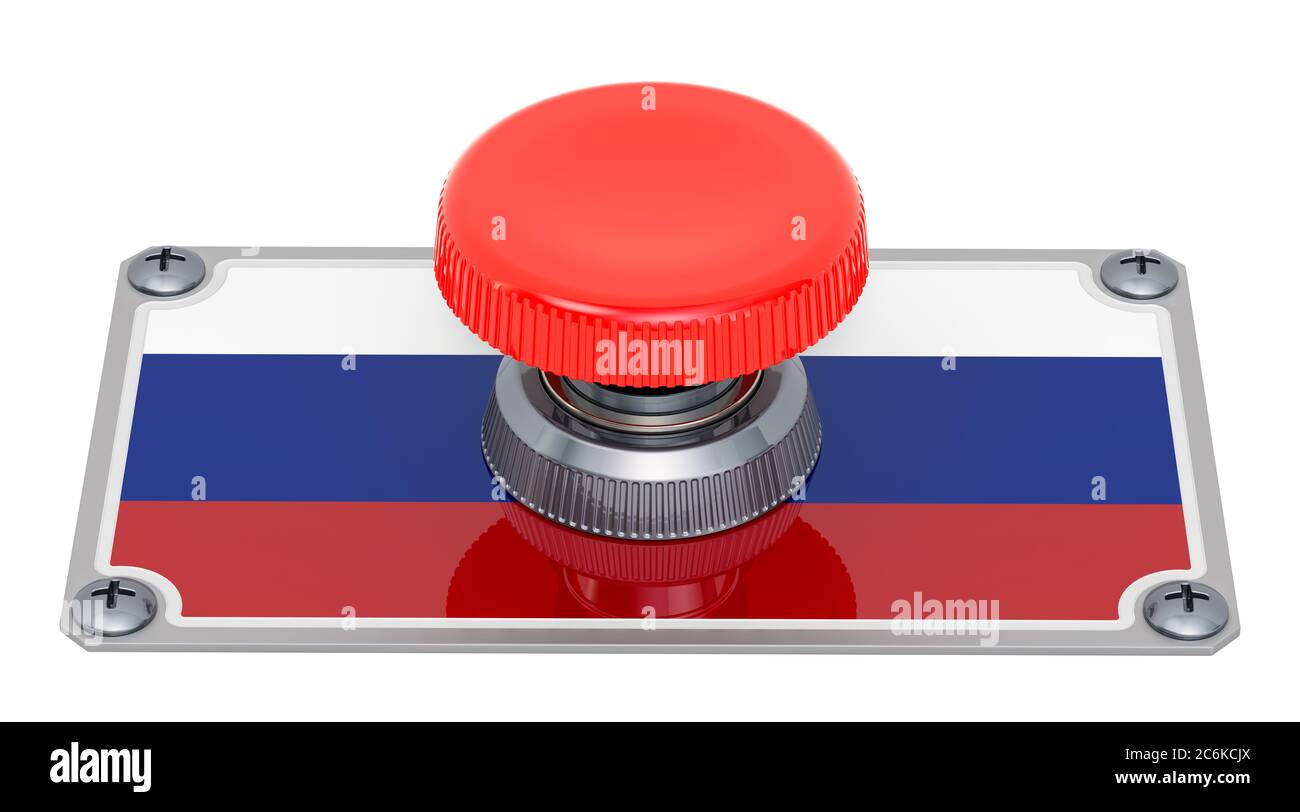 Push button with Russian flag, 3D rendering isolated on white ...