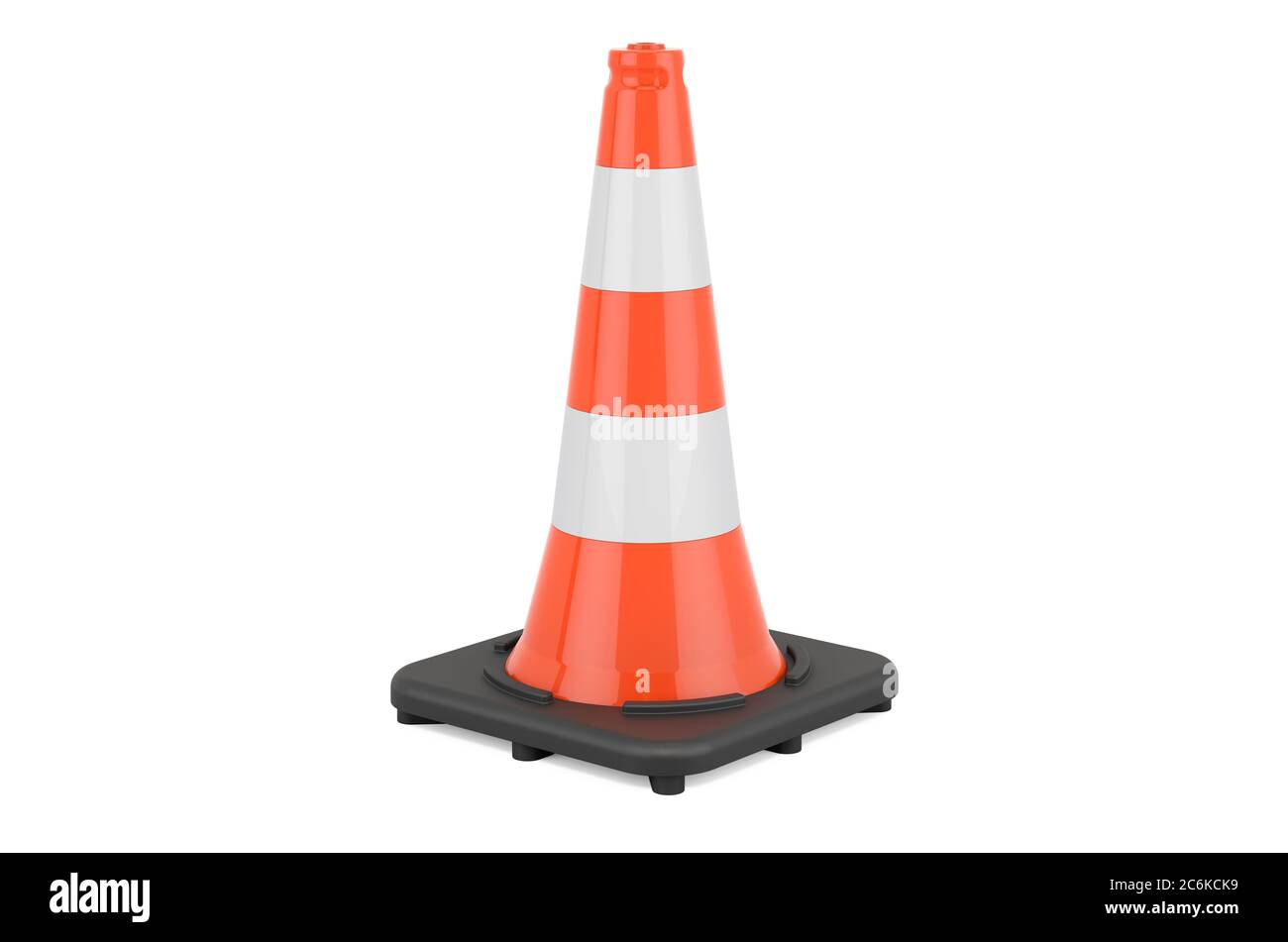 One Traffic Cone closeup, 3D rendering isolated on white background ...