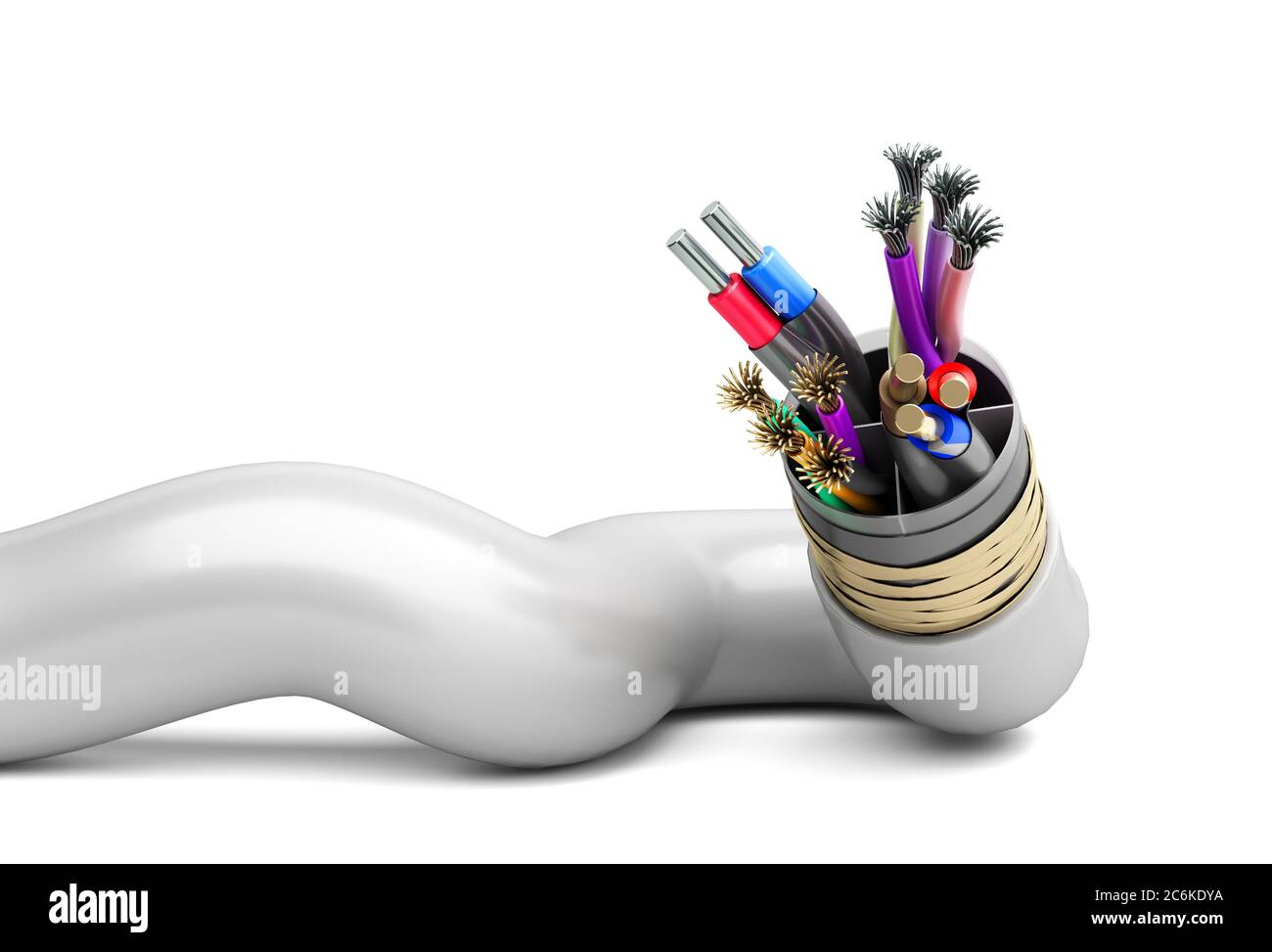 wire multicore cable 3d render on white background Stock Photo - Alamy