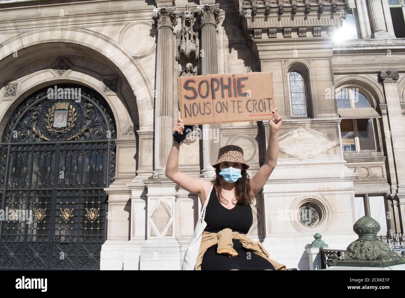 Feminist rally outside City Hall in Paris to protest against two new ...