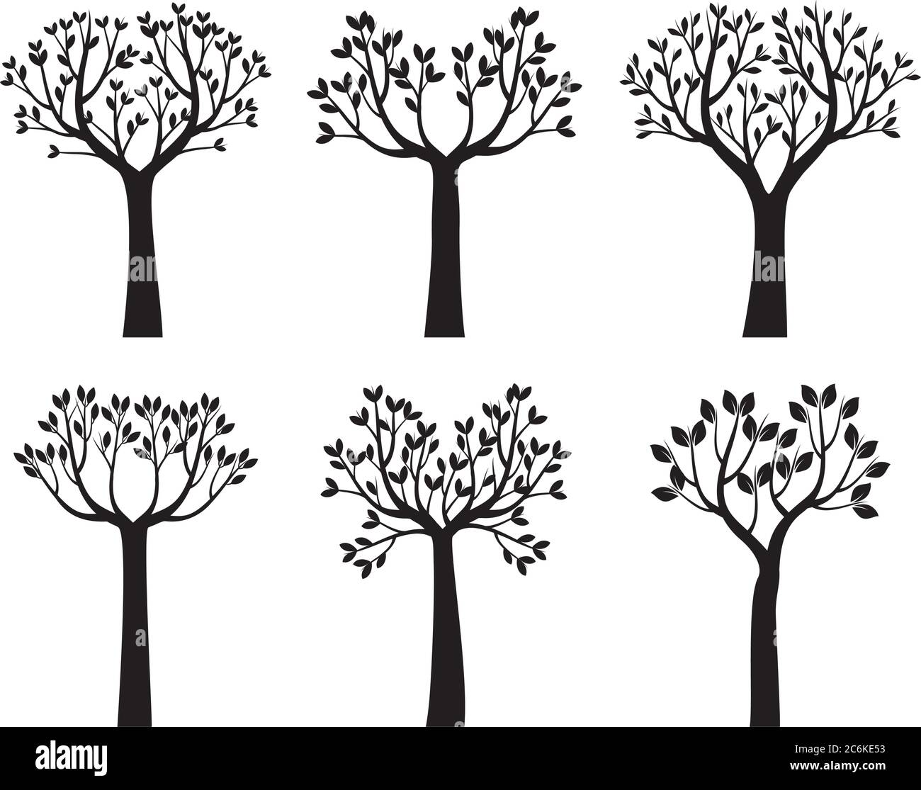 Set back Trees and Leaves. Vector outline Illustration. EPS file Stock ...