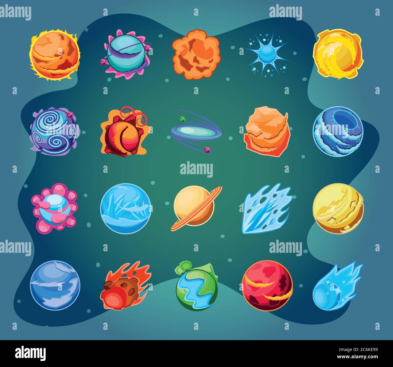 fantastic planets set of icons vector illustration design Stock Vector ...