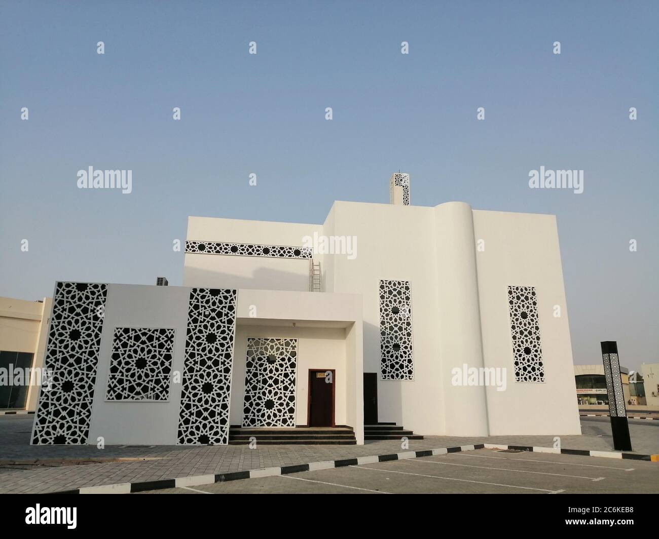 Muslim mosque with modern Arabesque pattern. Associated with ancient ...