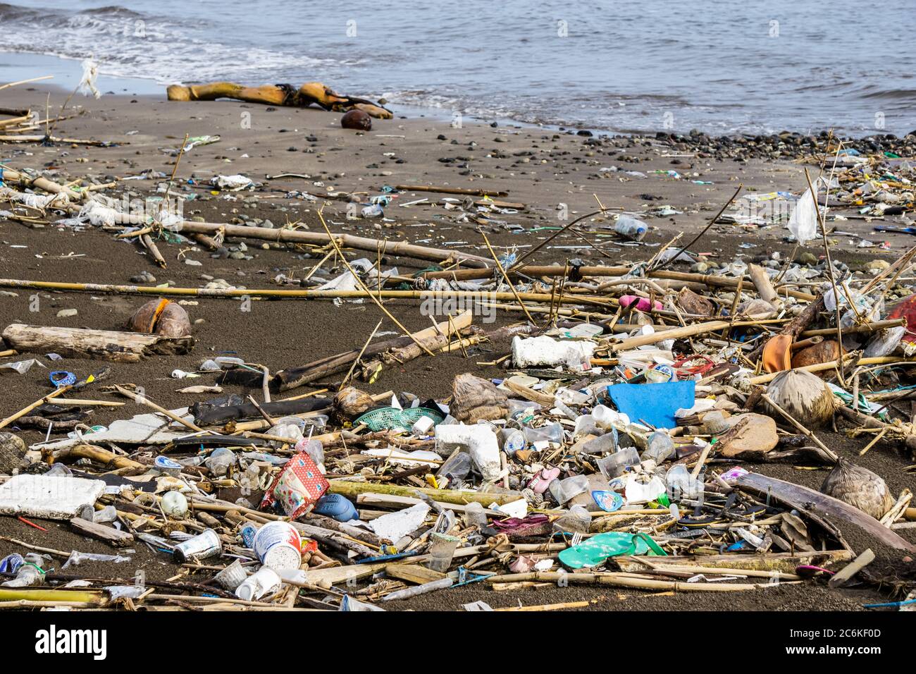 garbage on the beach. pile of waste discharged by sea Stock Photo - Alamy