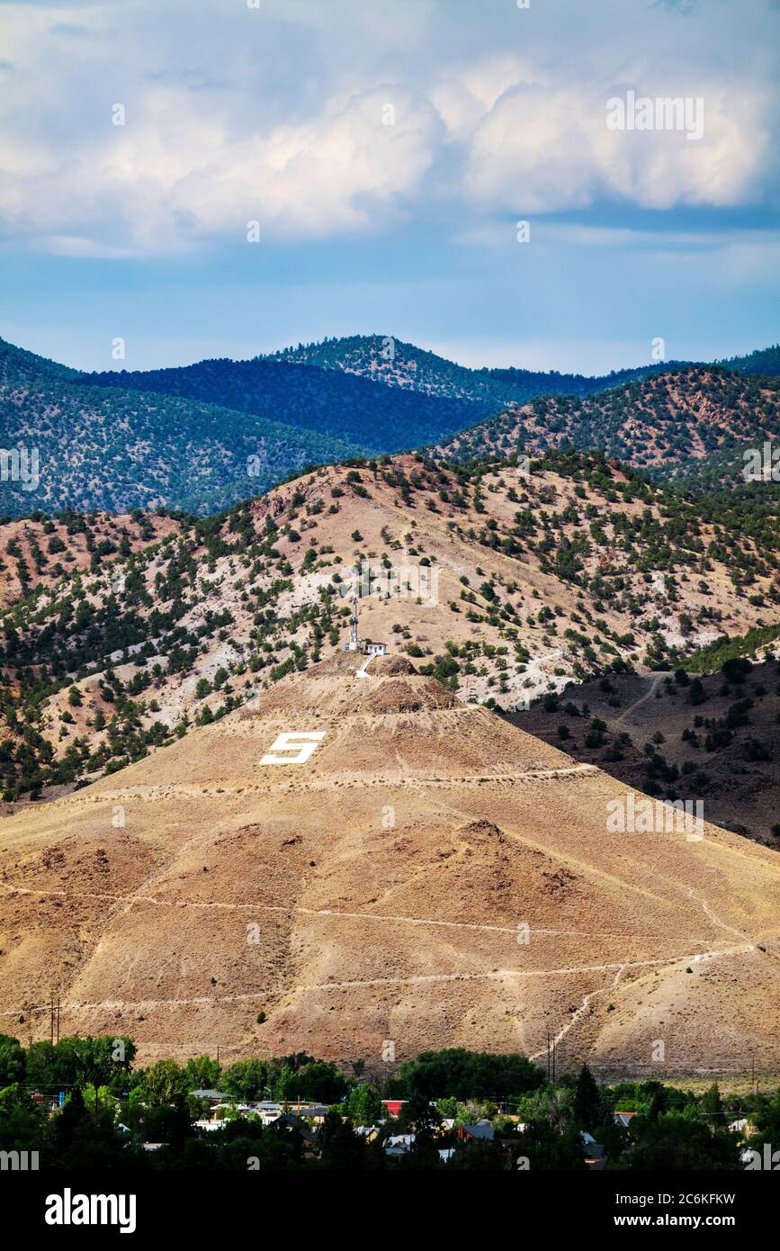 Daytime view of "S Mountain"; Tenderfoot Mountain; town of Salida ...