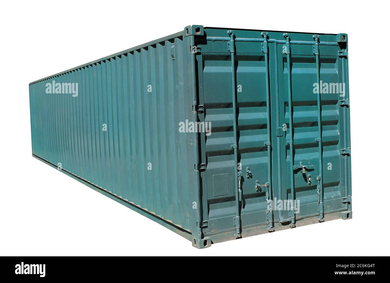Green shipping container isolated on a white background, UK Stock Photo ...