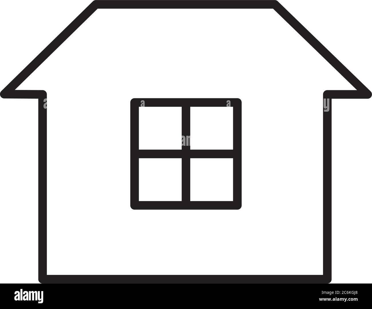 house with window shape icon over white background, line style, vector ...