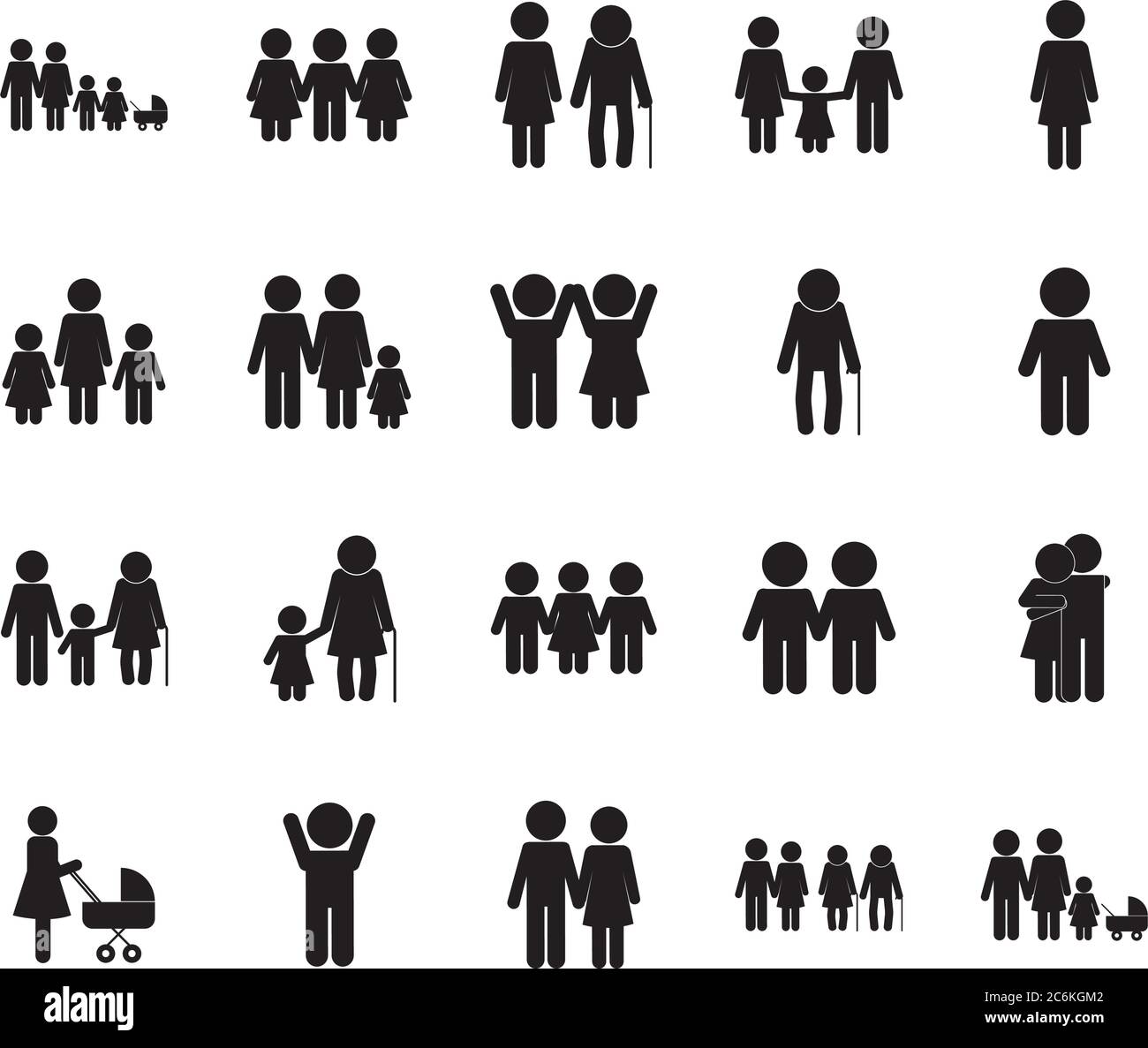 avatars silhouette style icon set design, Family relationship and ...