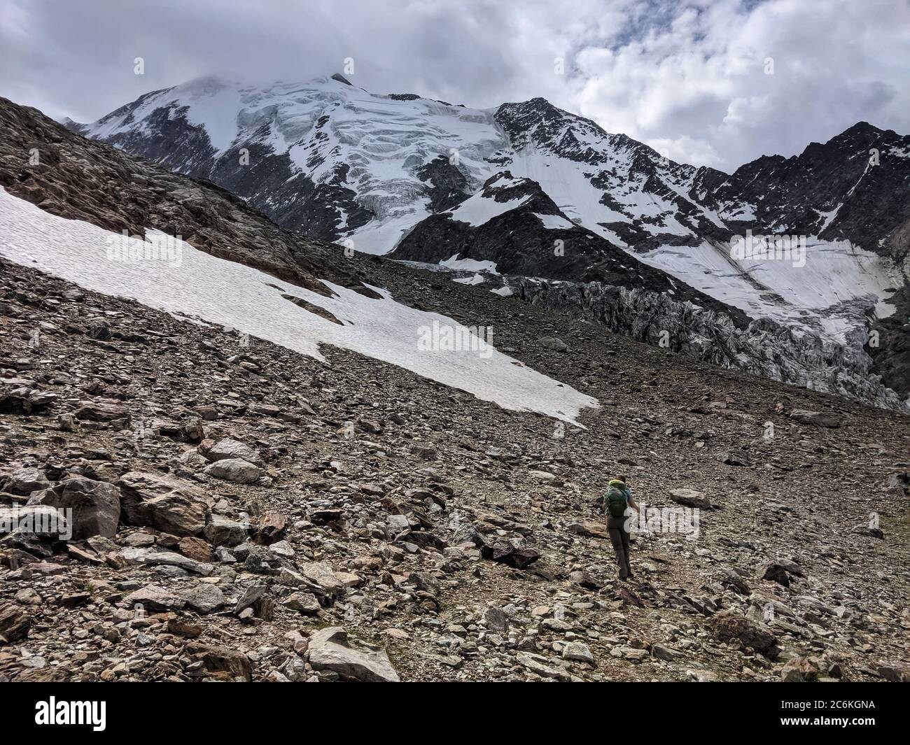 Chamonix, Chamonix Mont Blanc, France. 10th July, 2020. A hiker climbs ...