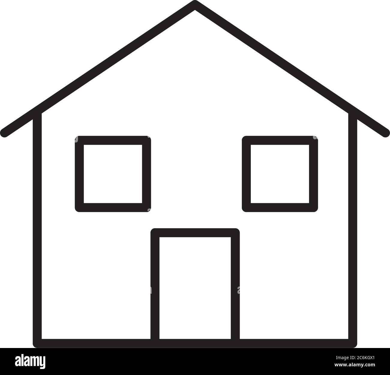 house with windows icon over white background, line style, vector ...