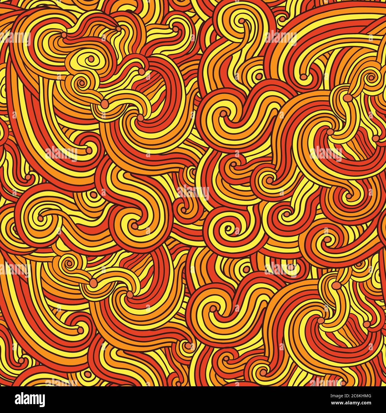 Colorful seamless pattern with curly doodle lines. Vector illustration ...
