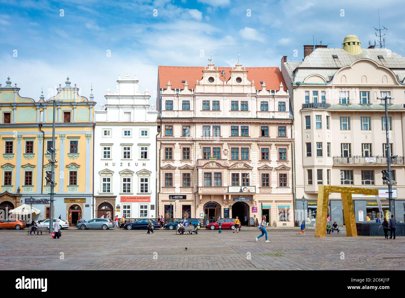 Pilsen (Plzen), Czech Republic - May 27, 2018: Row of Baroque house ...