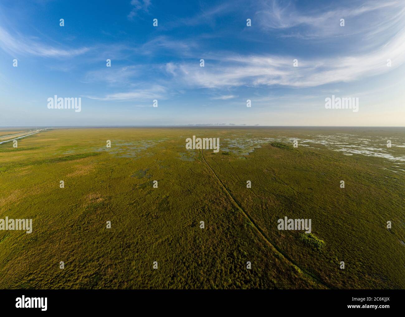 Aerial large format photo Florida Everglades swampland scene Stock ...
