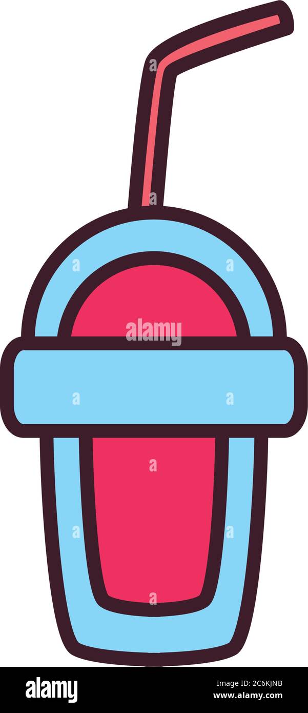 juice mug drink line and fill style icon design, Beverage liquid and ...