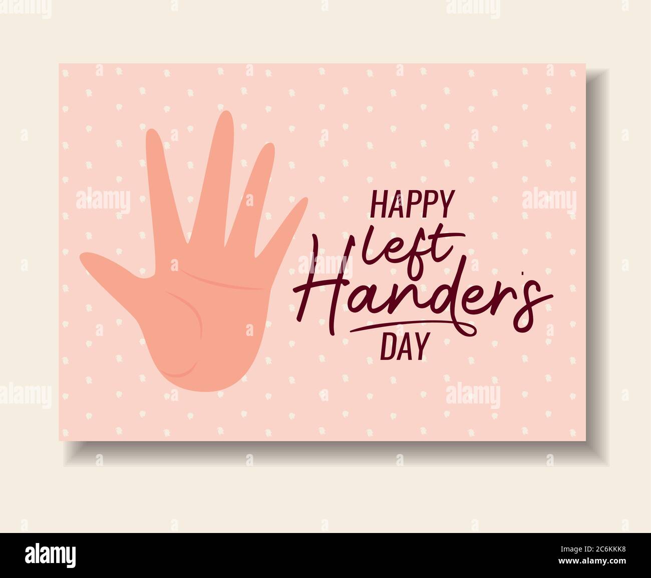 open hand with happy left handers day text design of Holiday and ...