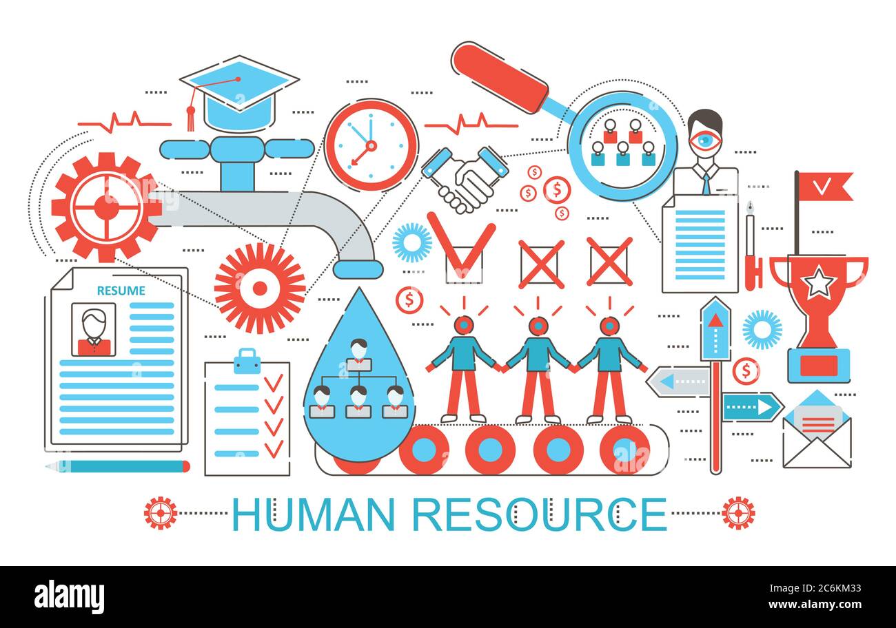 Modern Flat thin Line design Human resource concept for web banner ...