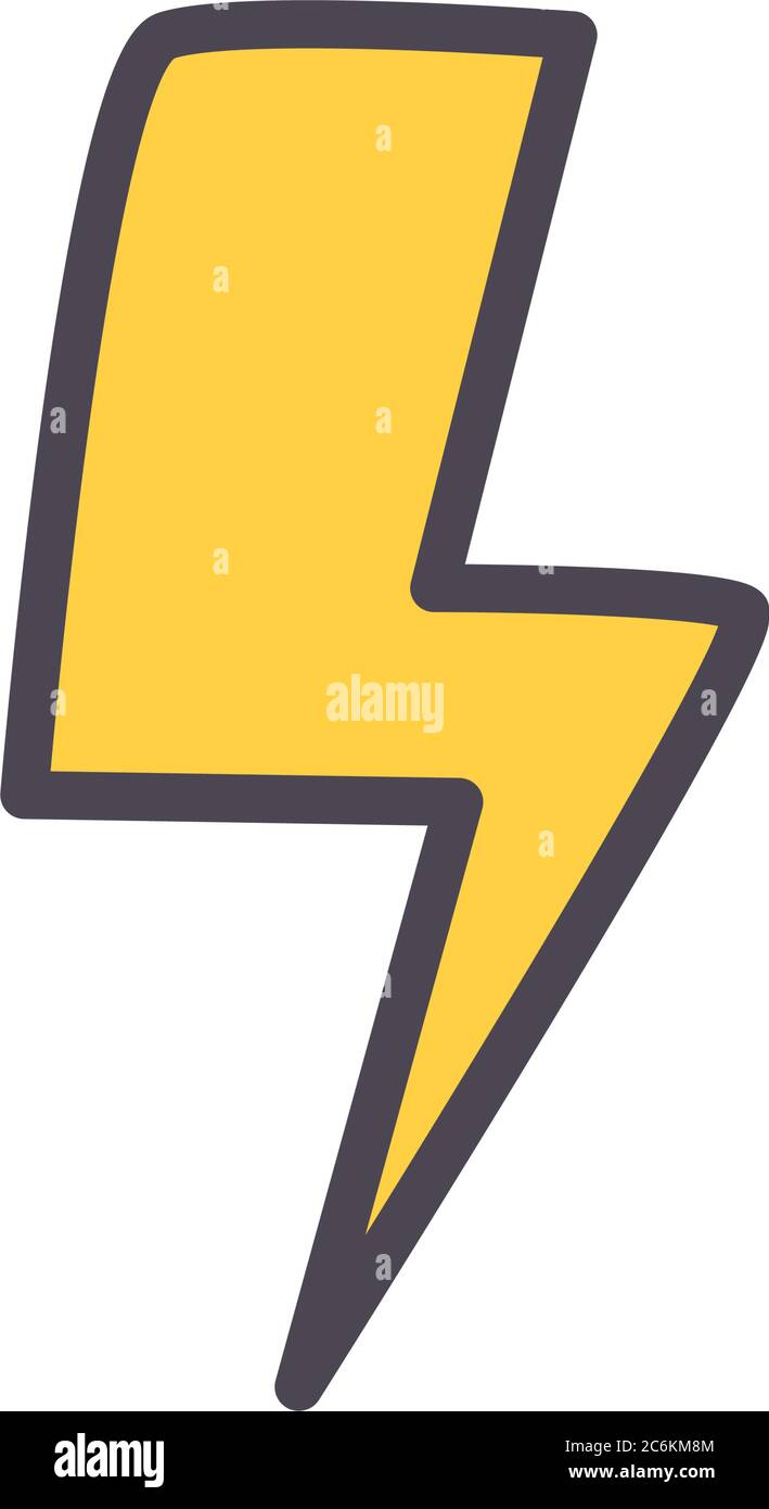 Thunder line and fill style icon design, Weather rain power electric ...