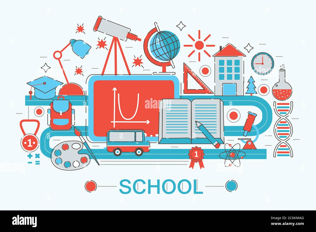 Modern graphic flat line design style infographics concept of School ...