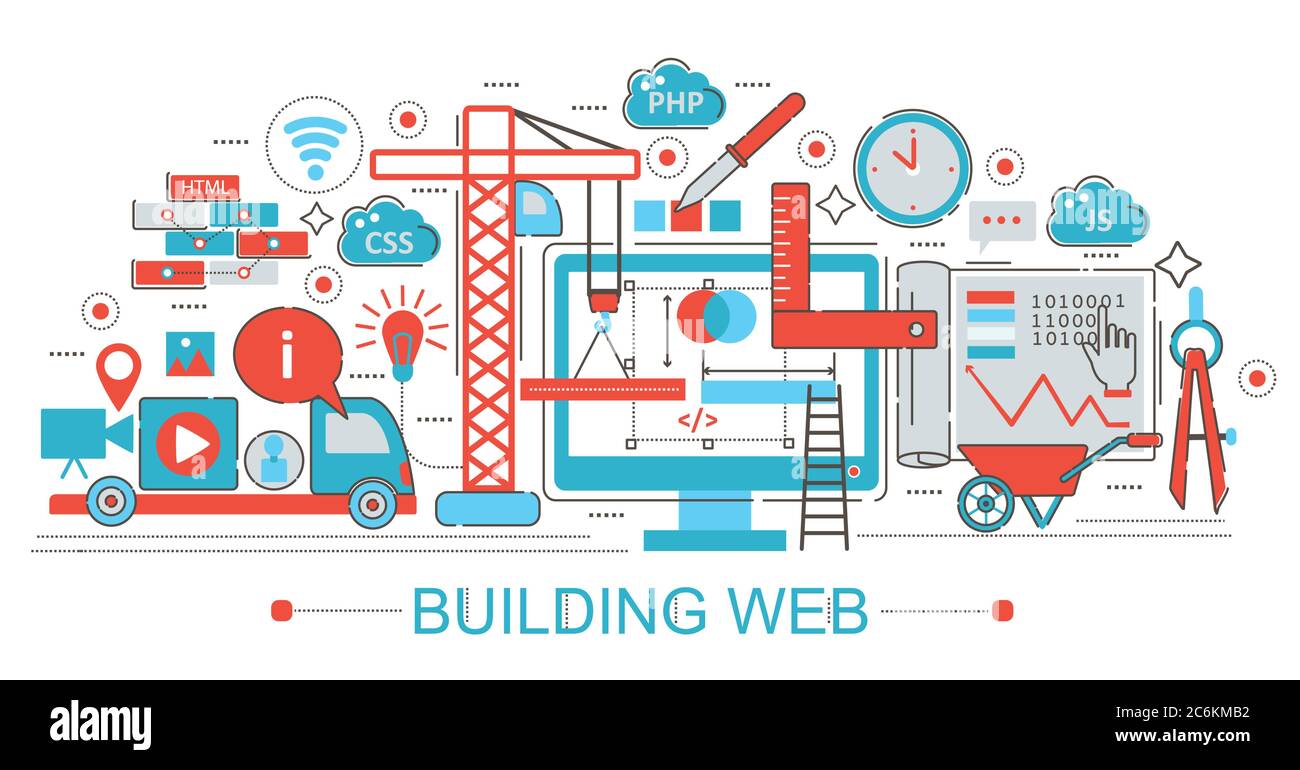 Modern Flat thin Line design Website building progress concept for web ...