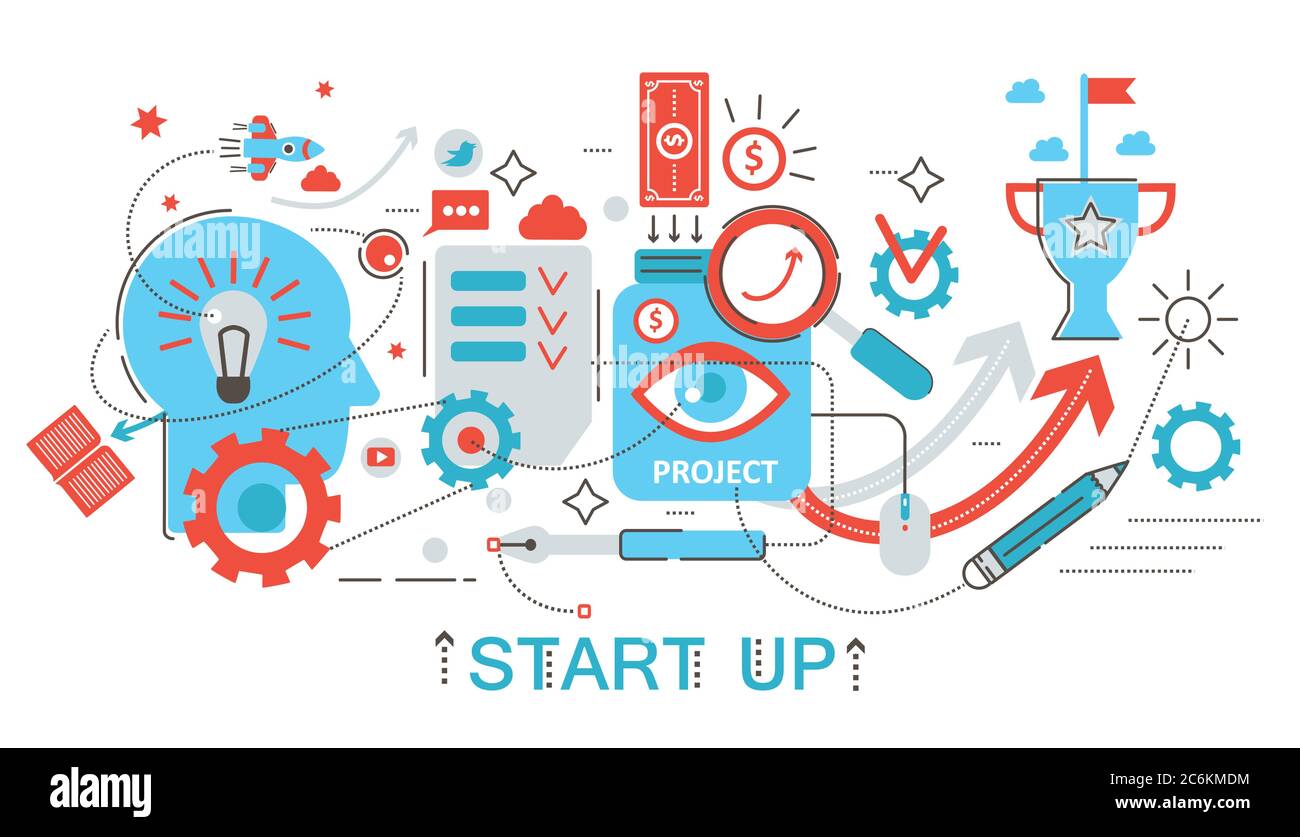 Modern Flat thin Line design Start up and development concept for web ...