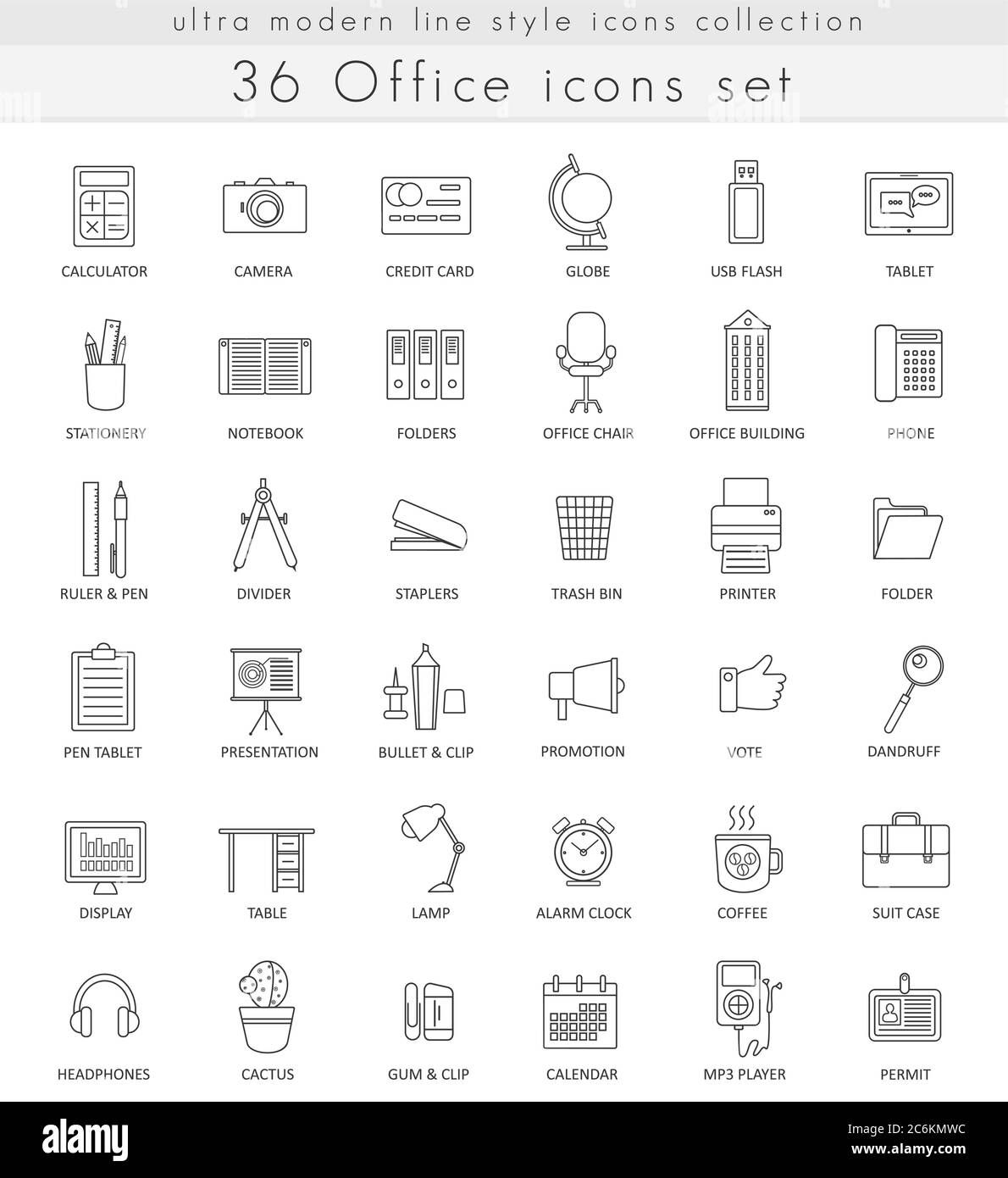 Vector office ultra modern outline line icons for web and apps Stock ...