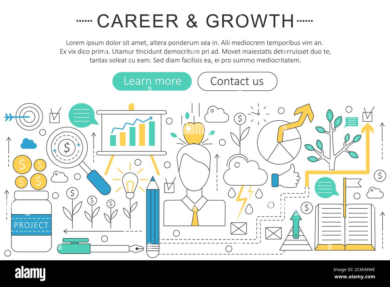 Vector elegant thin line flat modern Career and growing concept ...