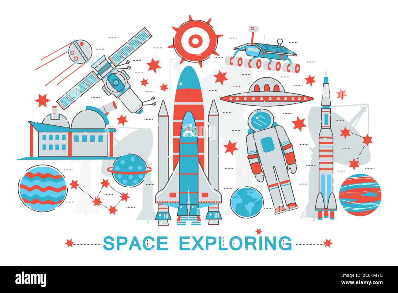 Modern Flat thin Line design open Space exploring technology concept ...