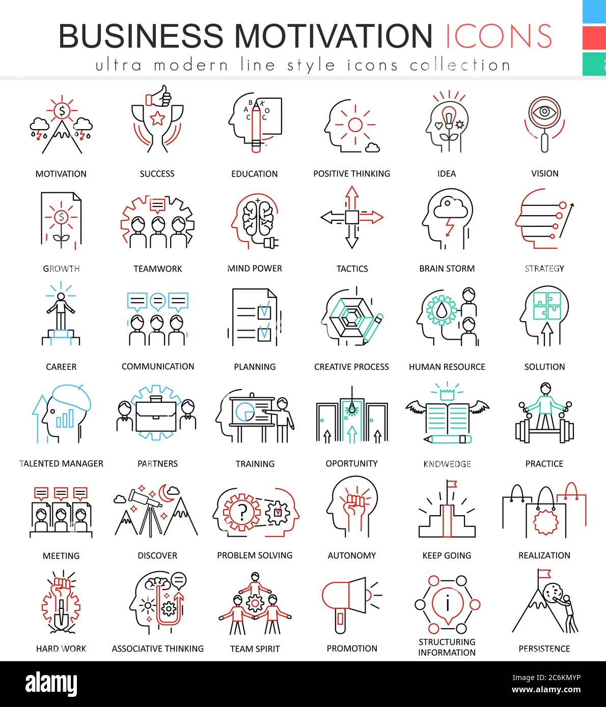 Vector Business motivation ultra modern color outline line icons for ...