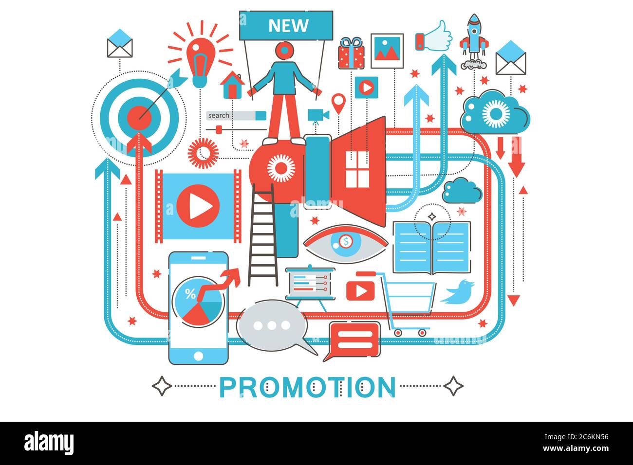 Modern Flat thin Line design Promotion promo concept for web banner ...